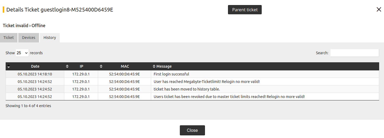 Ticket Overview - IACBOX